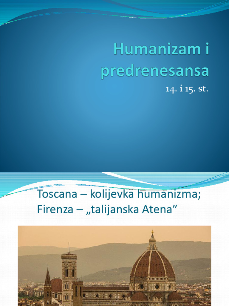Humanizam I Predrenesansa - Gimnazija AGM Zabok (2022/2023) | PDF