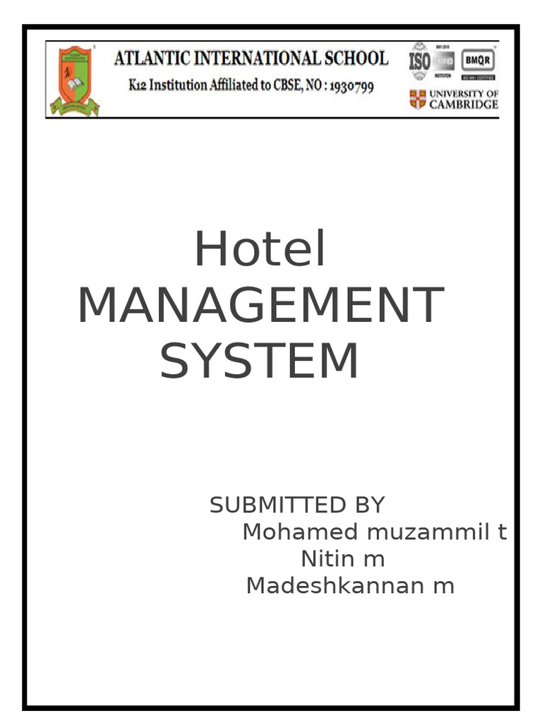 D - Hotel Management System | PDF | Sql | Databases