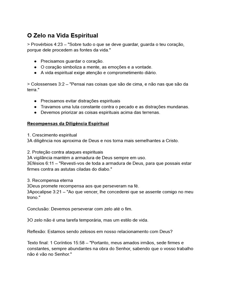 O Zelo Na Vida Espiritual | PDF