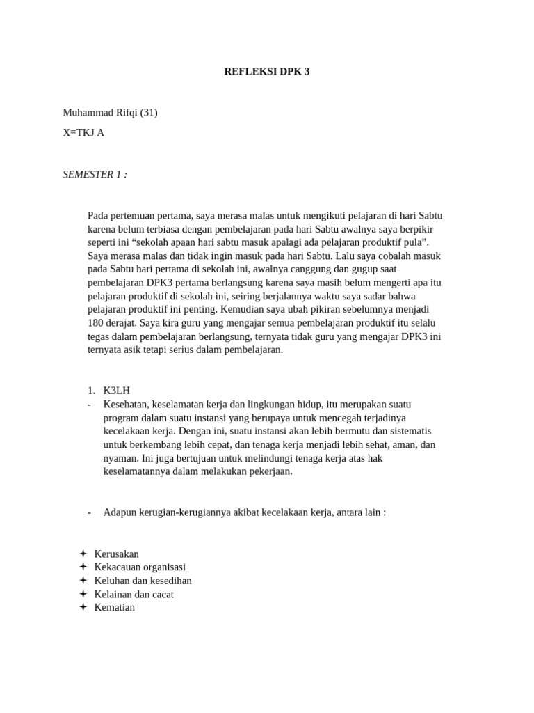 REFLEKSI DPK 3 | PDF