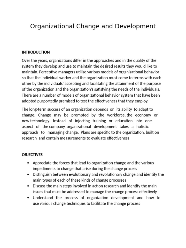 Organizational Change and Development | PDF | Organization Development ...