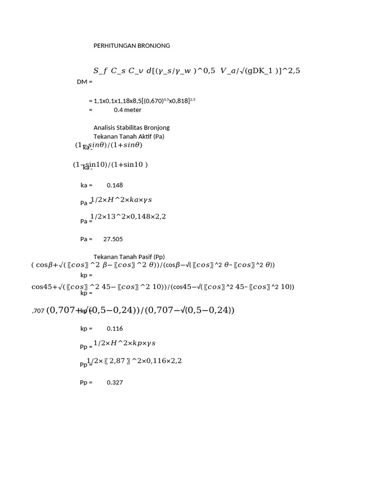Stabilitas Bronjong dengan Excel | PDF