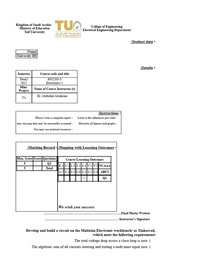 Mini Project .Docx | PDF | Electrical Network | Voltage