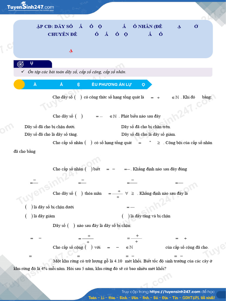 11 BTVN On Tap CD Day So Cap So Cong Va Cap So Nhan de Thi Dang Moi | PDF
