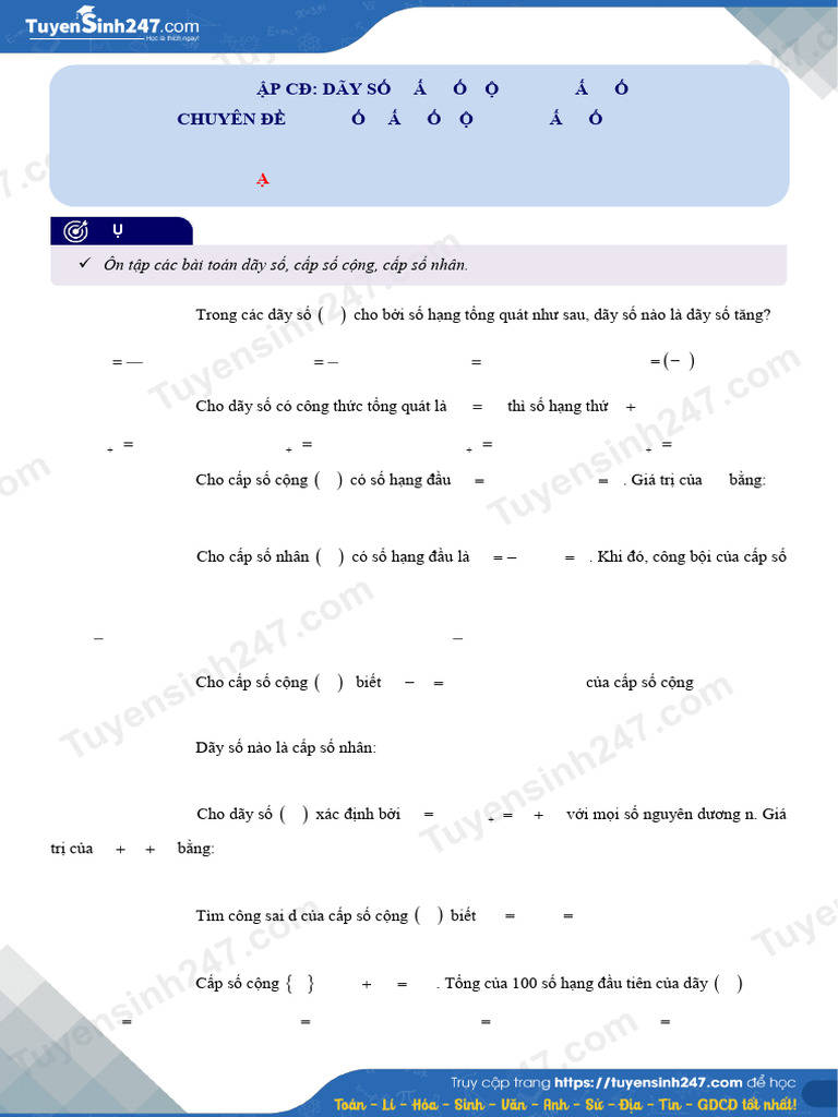12 BTVN On Tap CD Day So Cap So Cong Va Cap So Nhan | PDF