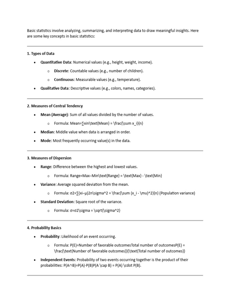 Basic statistics involve analyzing | PDF
