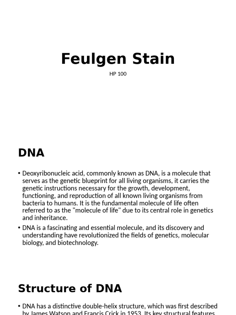 Feulgen Stain: DNA Visualization Guide | PDF | Dna | Genetics