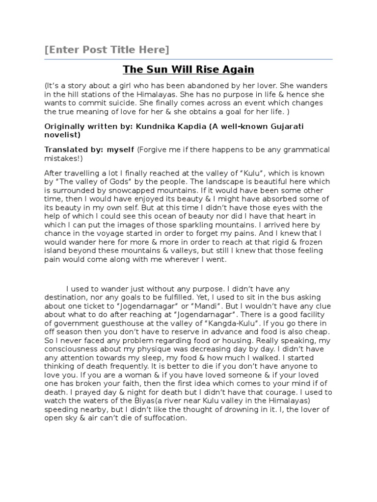 The Sun Will Rise Again | PDF