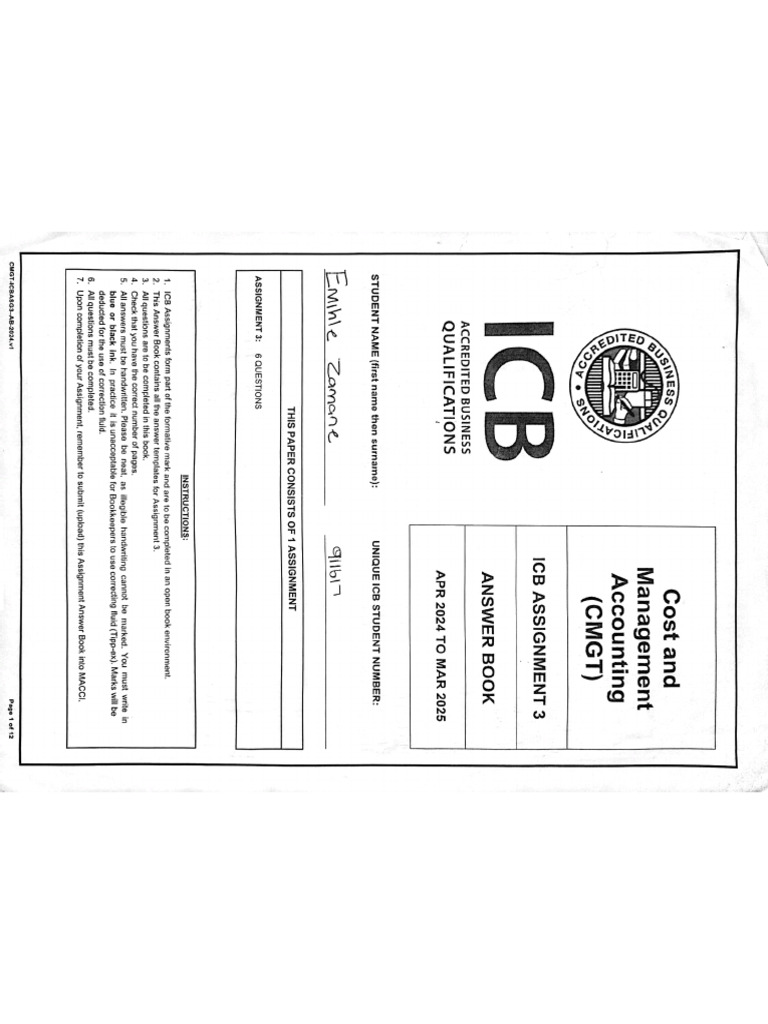 Cost Assignment 3 | PDF