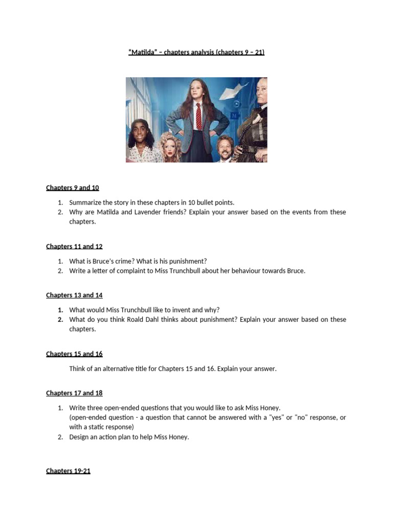 Matilda Chapter analysis | PDF