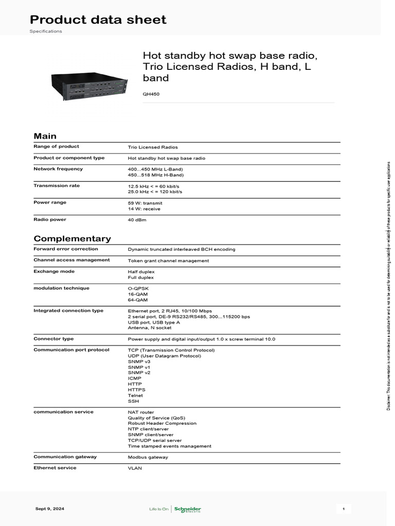 Schneider Electric - Trio-Licensed-Radios - QH450 | PDF | Radio | Hertz
