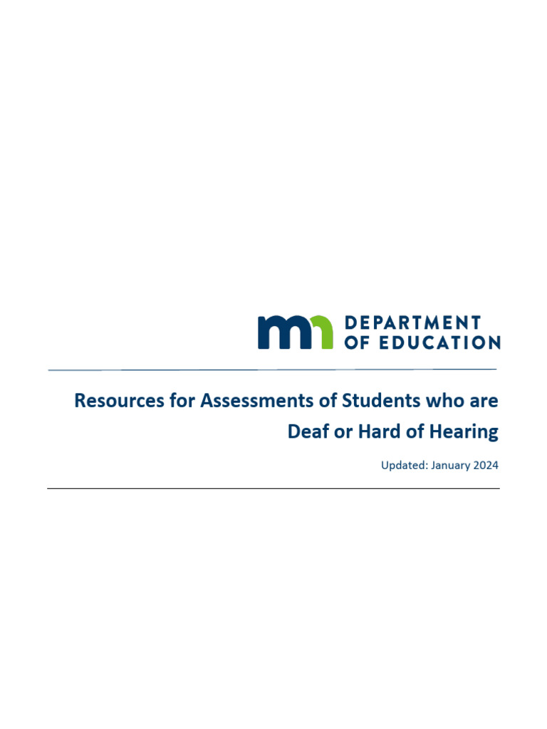 Resources for Assessment of Learners Who Are Deaf or Hard of Hearing ...