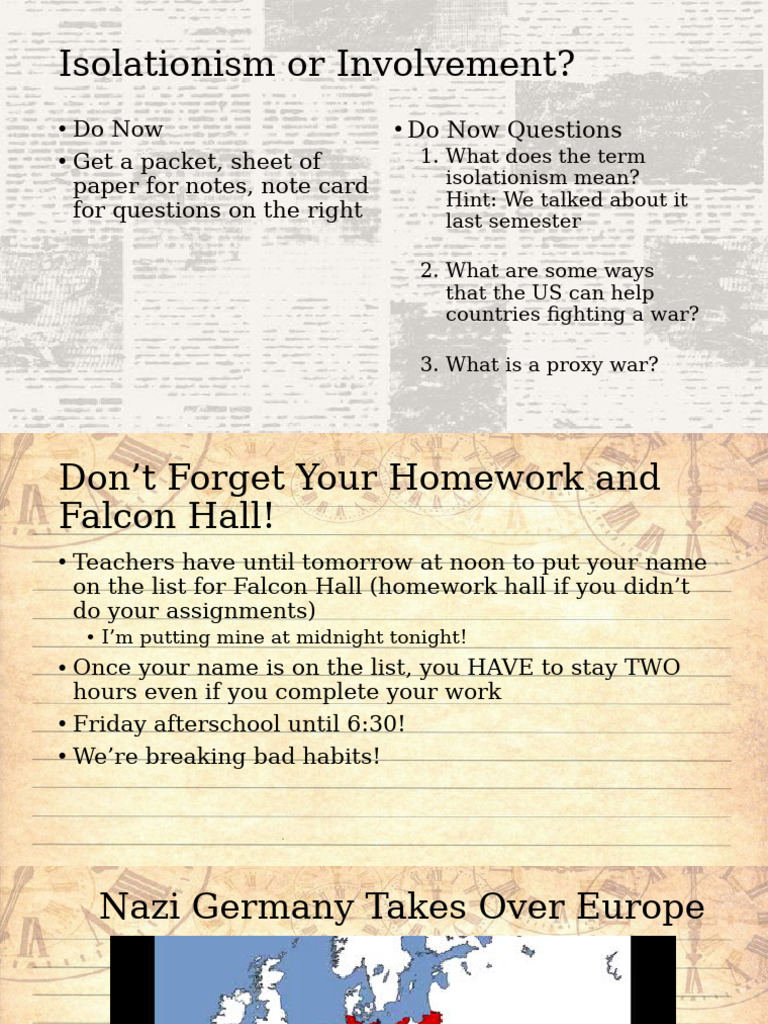 IB History Year 1 Unit 5 Lesson 2 Isolationism or Involvement | PDF ...