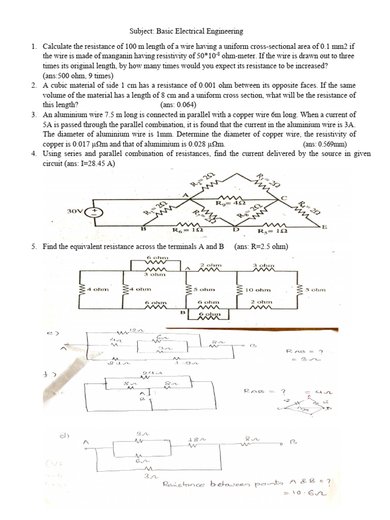Basic Electrical Engineering Problems | PDF