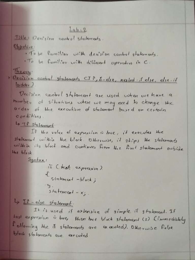 Programming in C Lab 2 | PDF