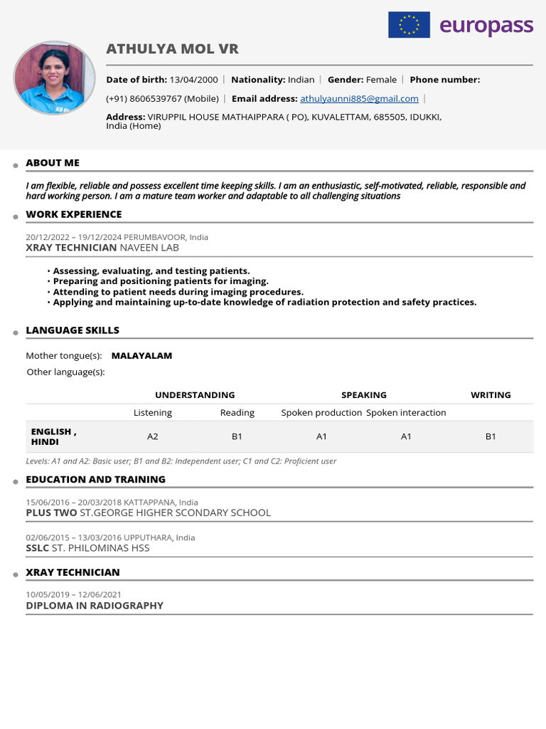 Athulya Mol VR CV | PDF