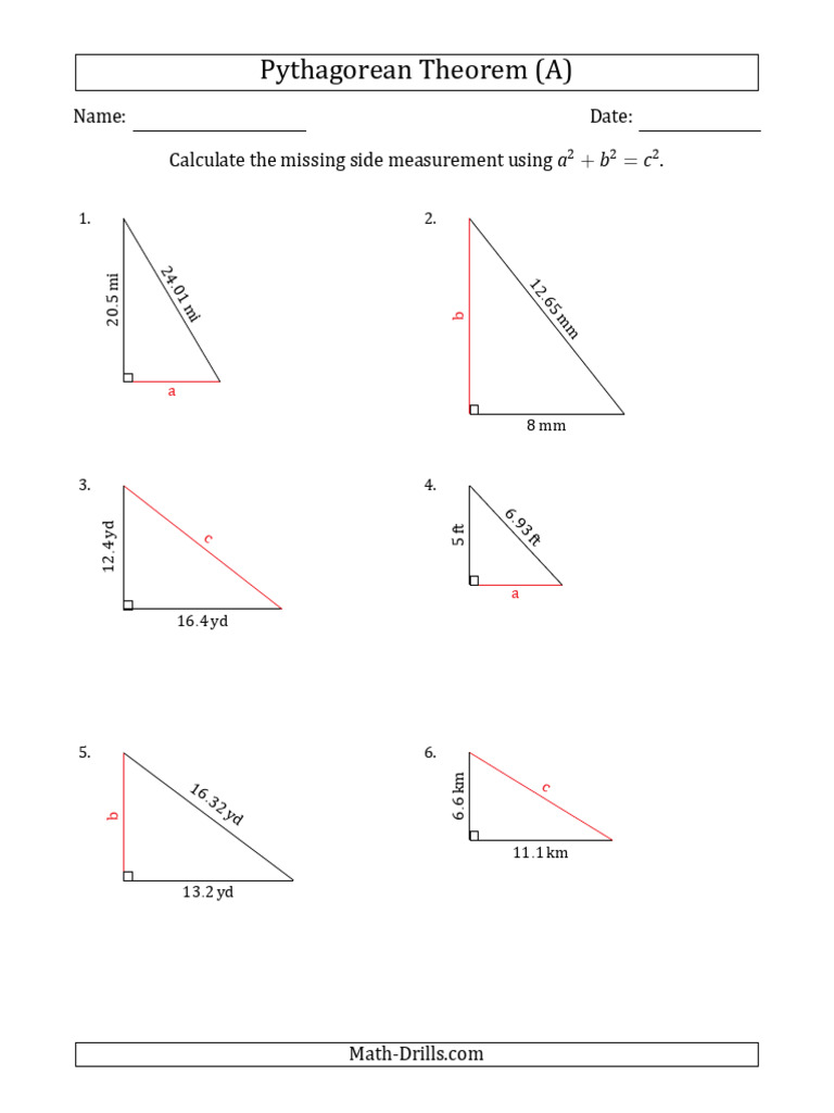 Pythagorean Theorem Decimal Calculate Side Norotation 001.1495551663 ...