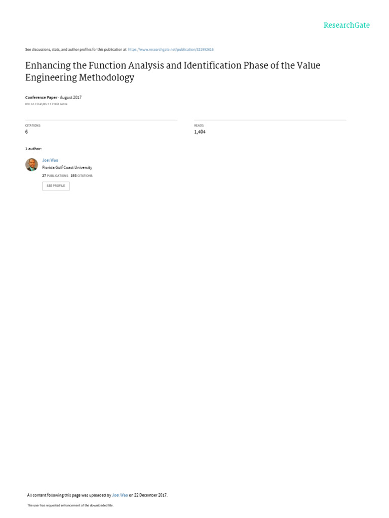 Enhancing The Function Analysis and Identification Phase of The Value ...