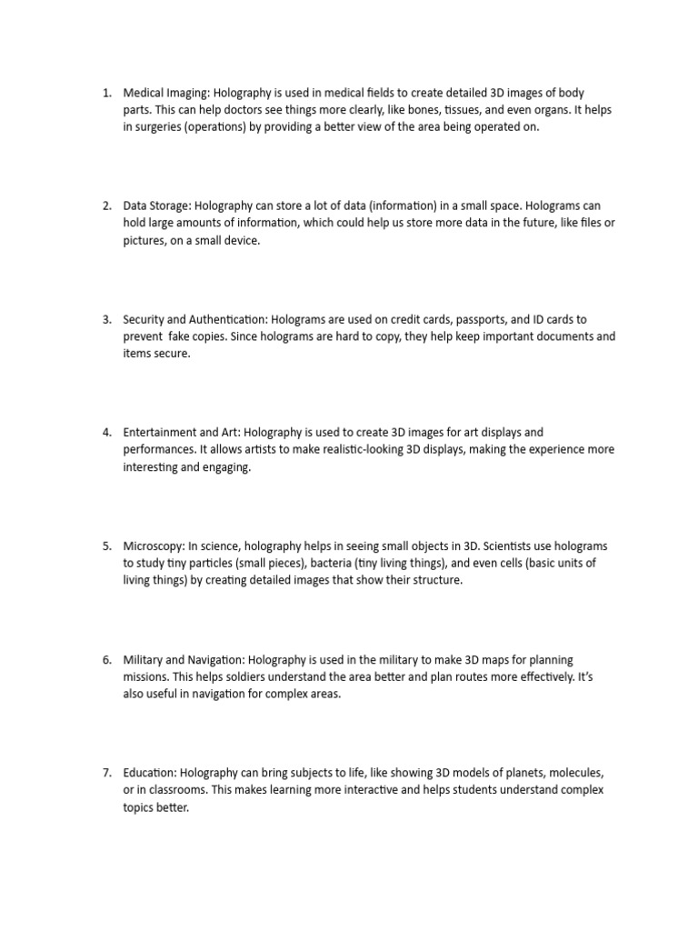 Applications of Holography | PDF