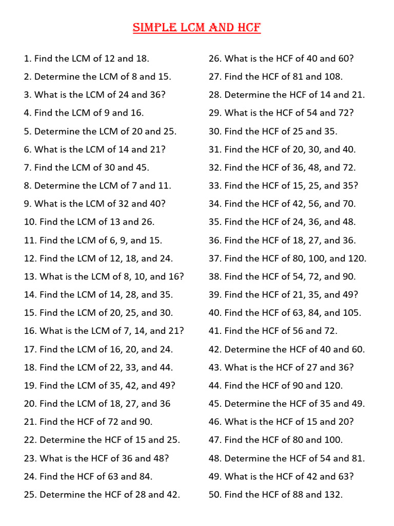 Simple LCM&HCF | PDF