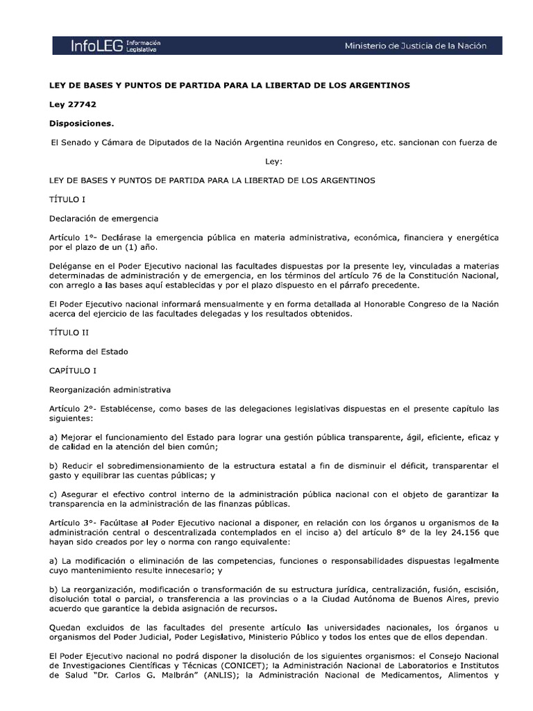 Ley Bases 27742 Completa | PDF