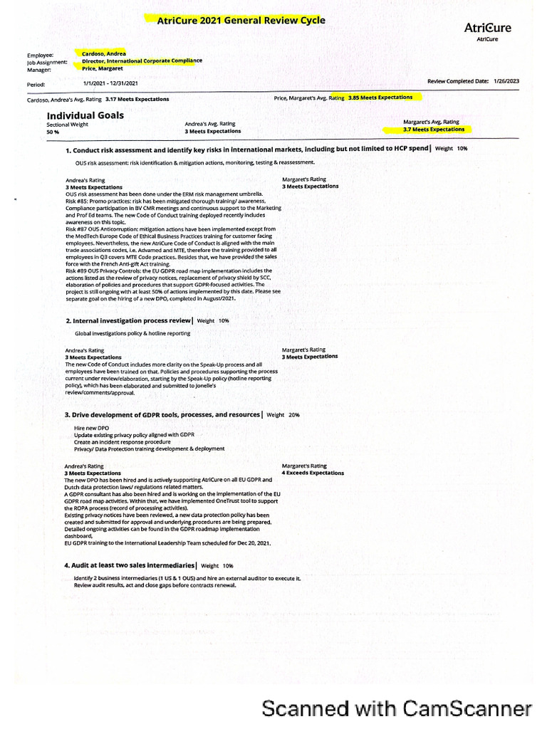 2021 Performance Review Cycle | PDF