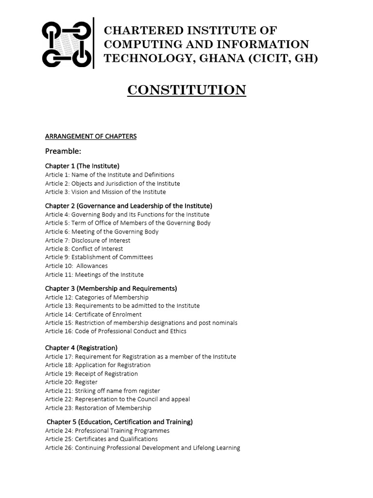 CICIT GH Draft Constitution - Final | PDF | Banks | Audit