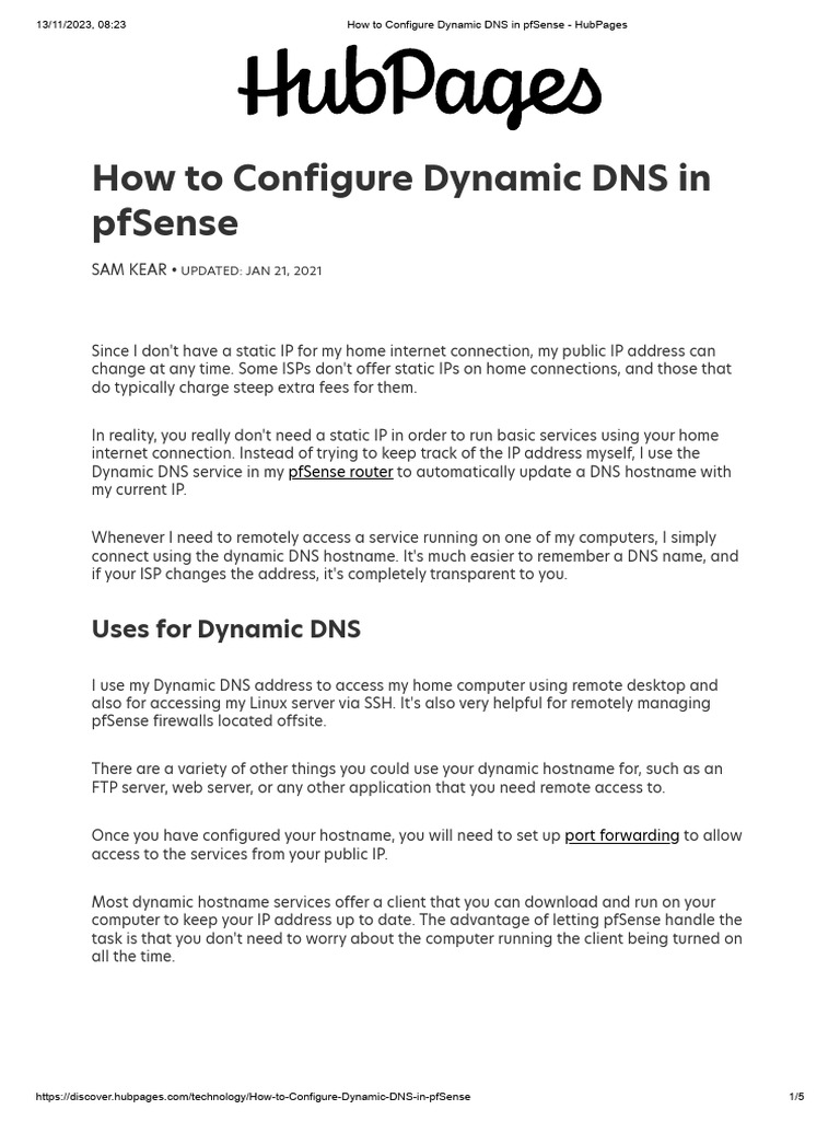 How to Configure Dynamic DNS in pfSense - HubPages | PDF | Domain Name System | Internet Protocols