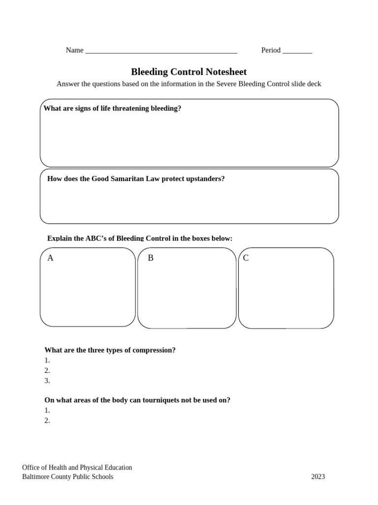 Bleeding Control Study Guide | PDF