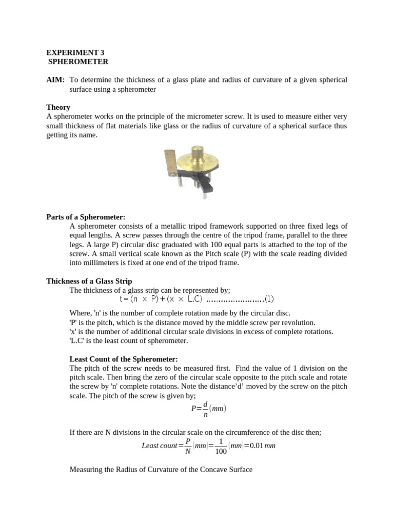EXPERIMENT 3 | PDF | Sphere | Curvature