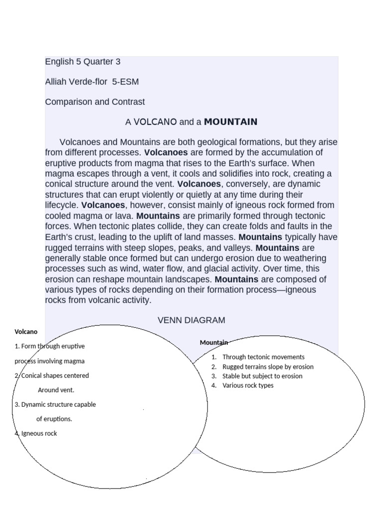 Volcanoes vs. Mountains: Key Differences | PDF | Volcano | Mountains