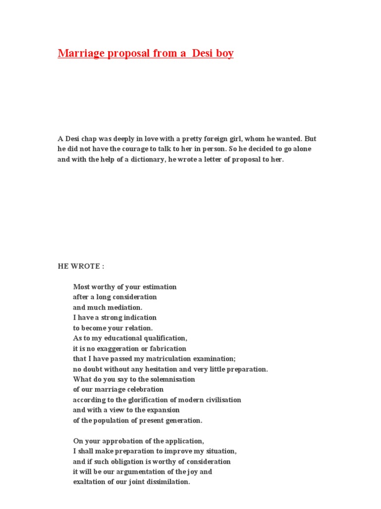 Marriage Proposal | PDF | Wellness