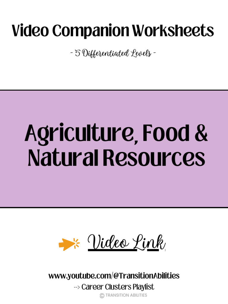 Video Companion Worksheets: Agriculture, Food & Natural Resources | PDF ...