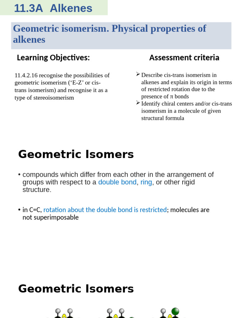 Geometric Isomerism in Alkenes | PDF | Isomer | Alkene