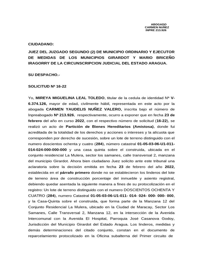 Solicitud Al Tribunal Mireya | PDF | Gobierno