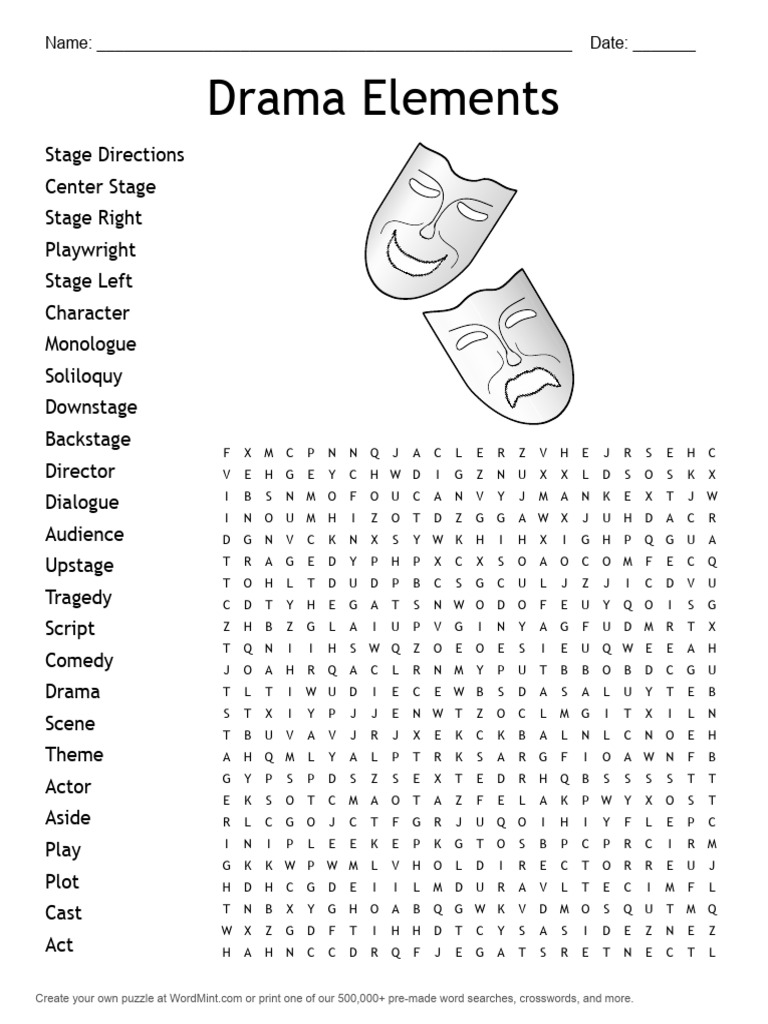 Drama Elements Wordsearch | PDF | Monologue | Theatre