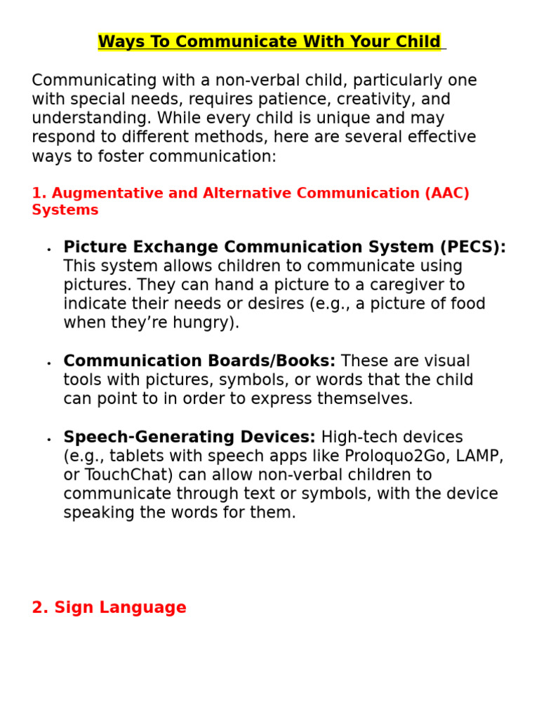 Ways To Communicate With Your Child | PDF | Nonverbal Communication | Communication