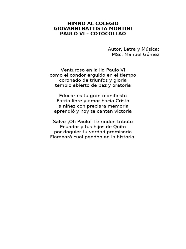Himno Al Colegio | PDF