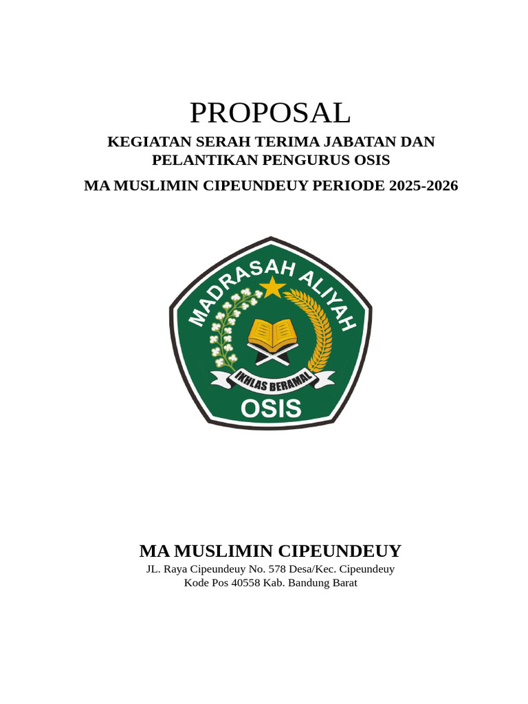 Proposal Pelantikan Osis 2025 | PDF