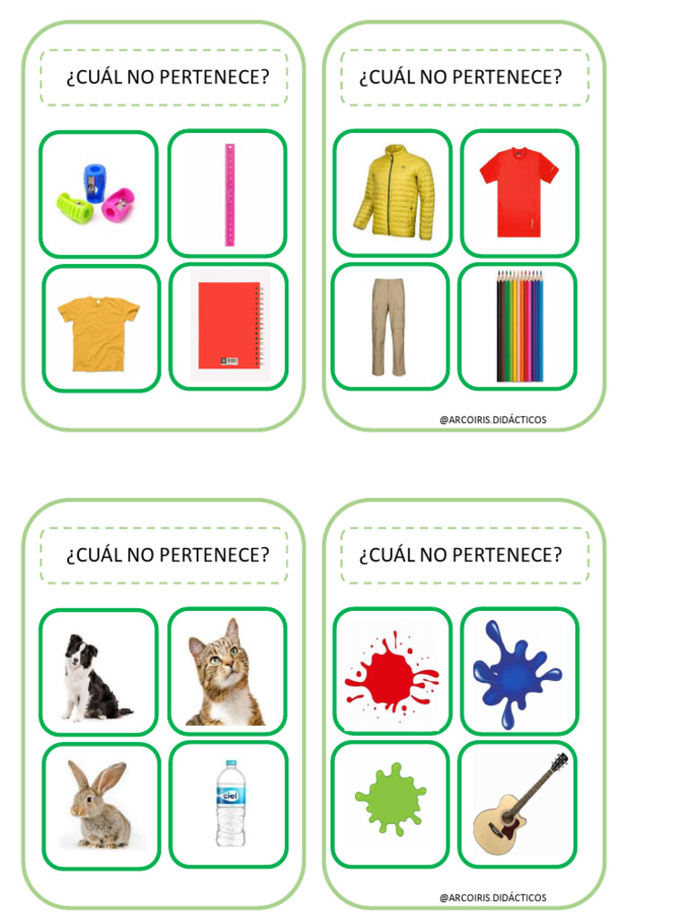 Juego Didáctico: ¿Cuál No Pertenece? | PDF