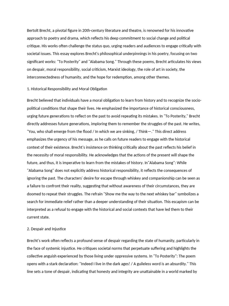 Bertolt Brecht,-WPS Office | PDF | Criticism Of Capitalism | Social ...