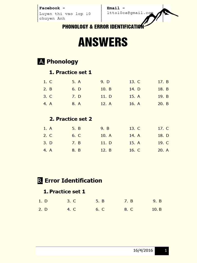 Phonology & Error Identification Practice | PDF