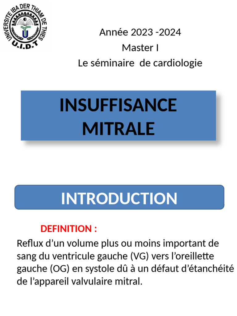 Insuffisance Mitrale VF | PDF | Système cardio-vasculaire | Cœur