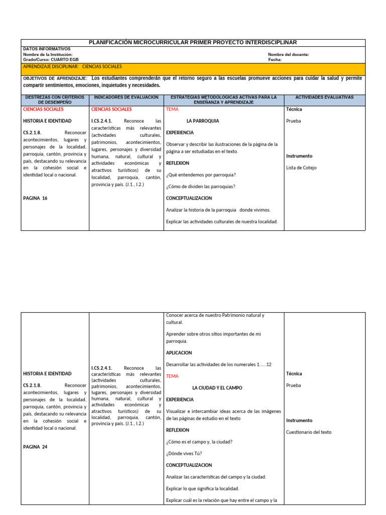 PROYECTOS INTERDISCIPLINAR (10) | PDF | Aprendizaje | Ciencias Sociales