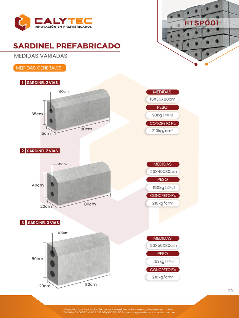 Medidas de Sardinel Prefabricado | PDF