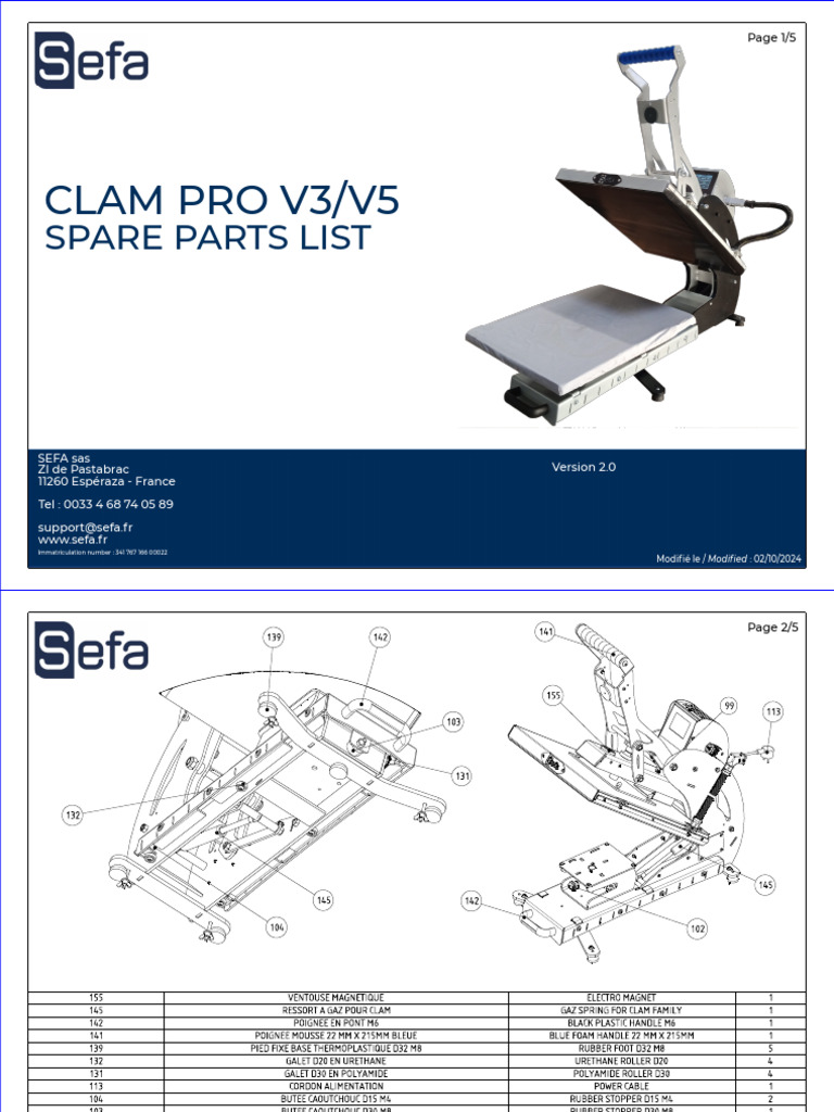 Spare Parts Clam Pro | PDF