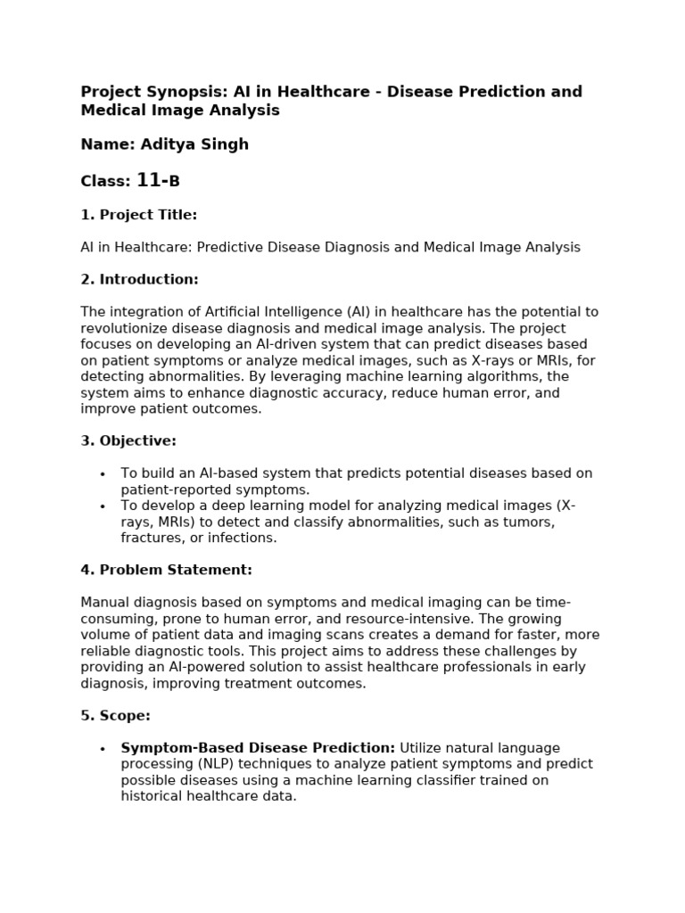 Project Synopsis (3) | PDF | Medical Imaging | Medical Diagnosis