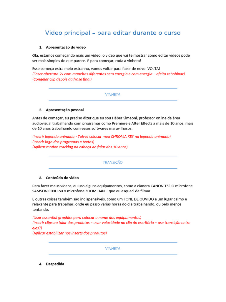 Roteiro Video Principal | PDF