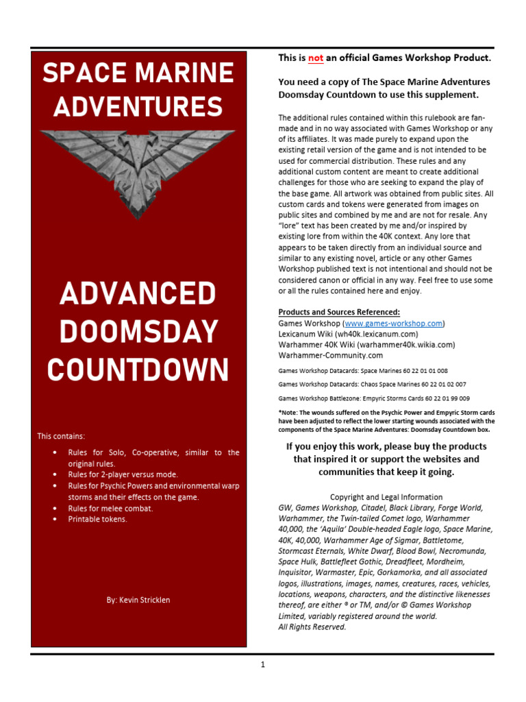 Advanced Doomsday Countdown Ver 1.2 | PDF | Tabletop Games | Gaming