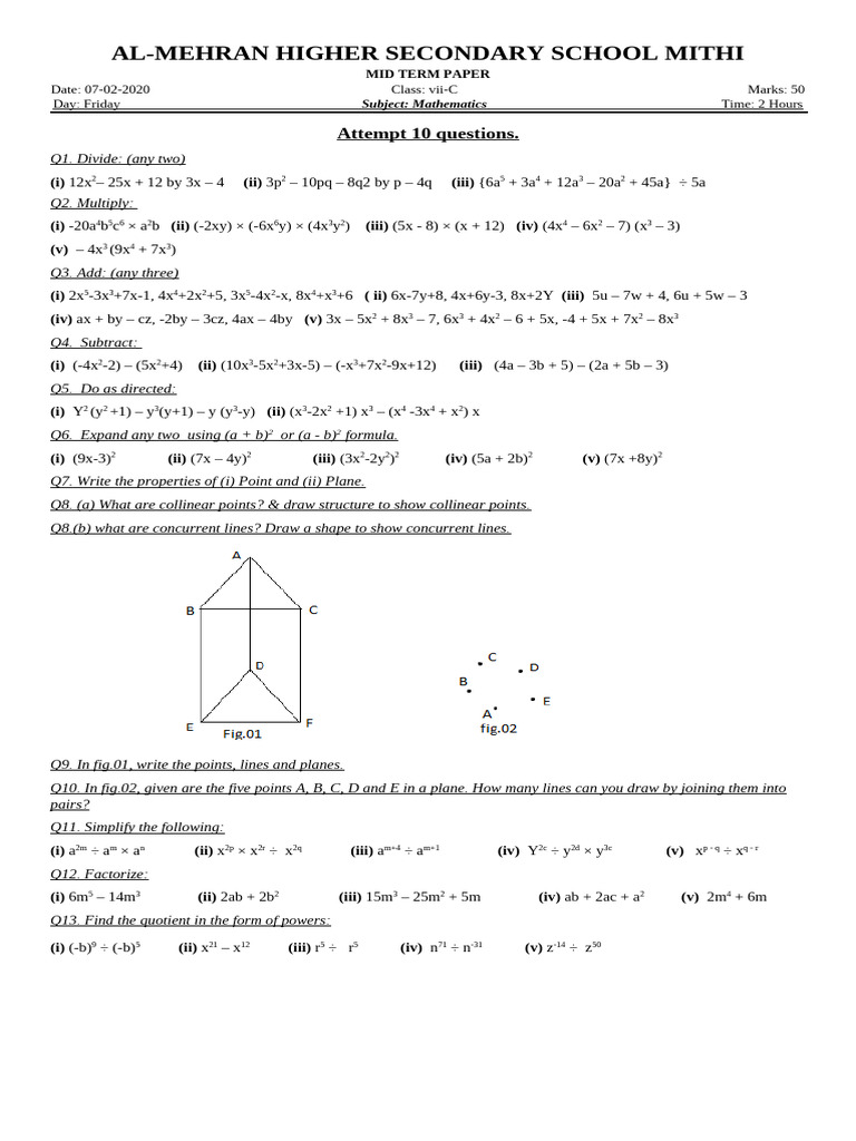 7 Math Paper | PDF